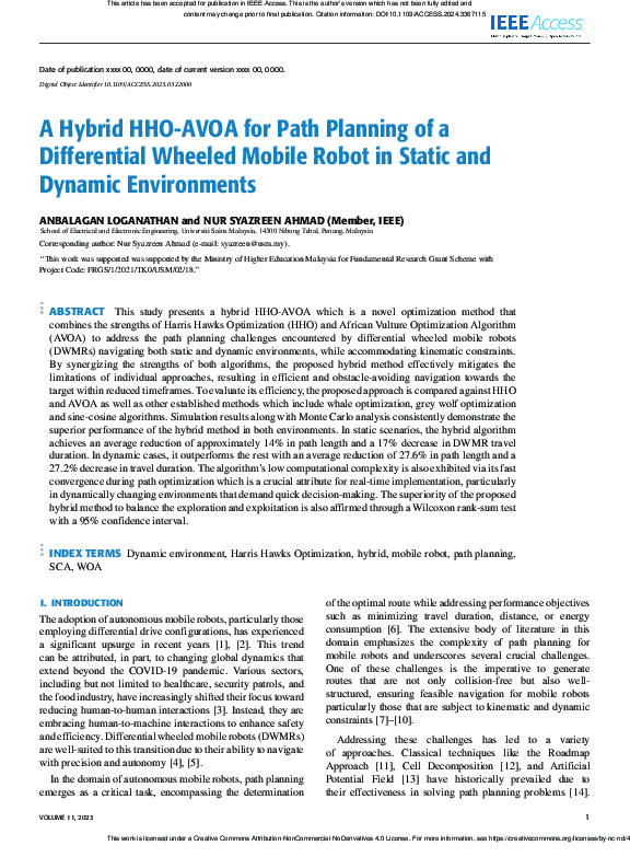 (PDF) A Hybrid HHO-AVOA for Path Planning of a Differential Wheeled Mobile Robot in Static and ...