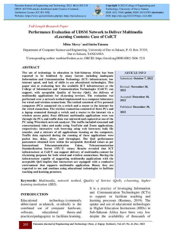 (PDF) Performance Evaluation of UDSM Network to Deliver Multimedia ...