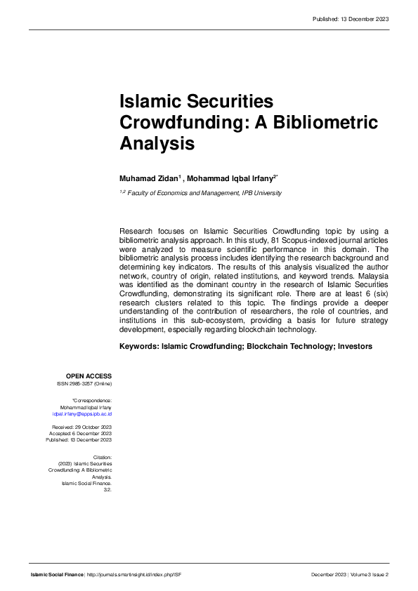 (PDF) Islamic Securities Crowdfunding: A Bibliometric Analysis