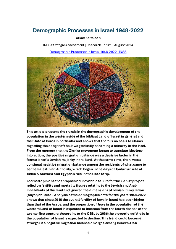 (PDF) Demographic Processes in Israel 1948 2022