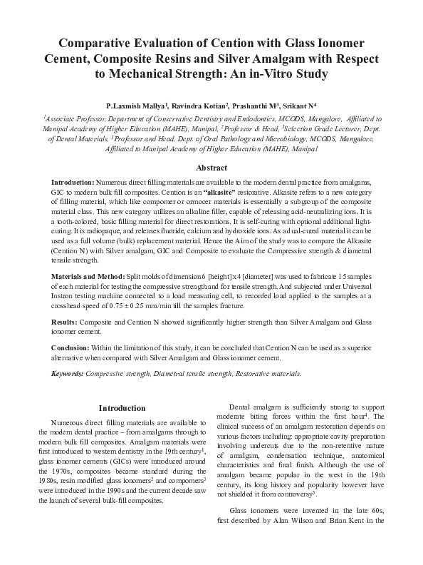 (PDF) Comparative Evaluation of Cention with Glass Ionomer Cement ...