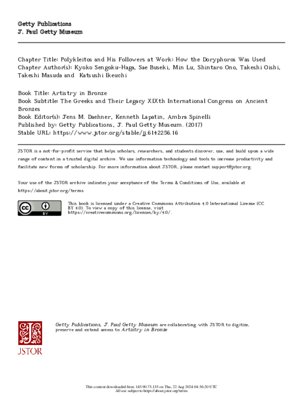 (PDF) Polykleitos and His Followers at Work: How the Doryphoros Was Used