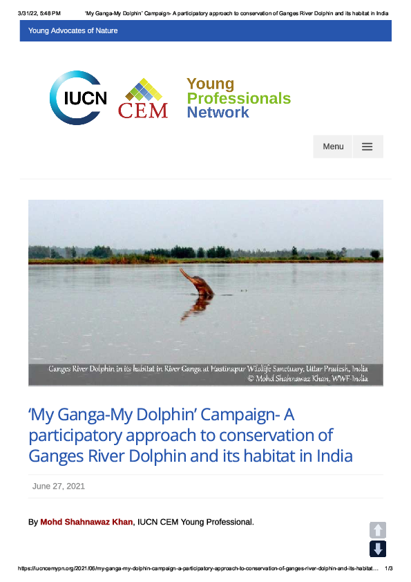(PDF) My Ganga-My Dolphin’ Campaign- A participatory approach to ...