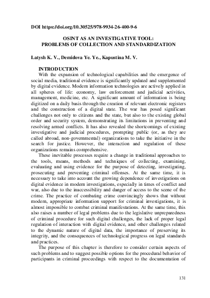 (PDF) Section 6. Osint as an Investigative Tool: Problems of Collection and Standardization