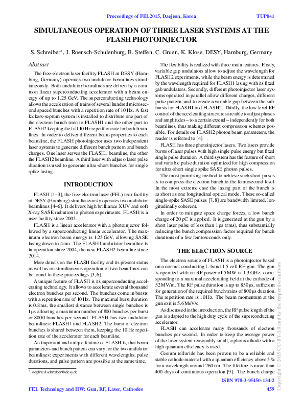 (PDF) Simultaneous Operation of Three Laser Systems at the FLASH ...