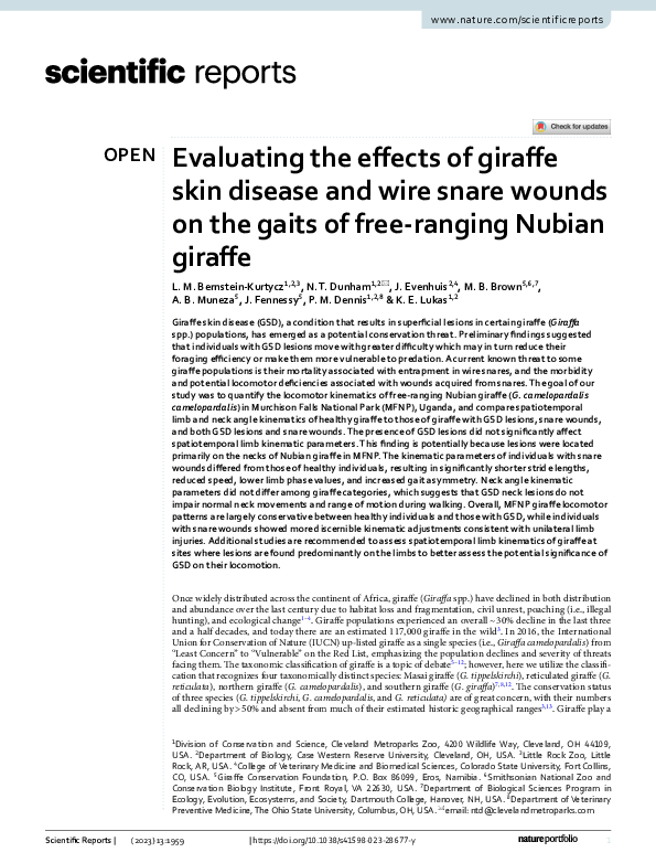 (PDF) Evaluating the effects of giraffe skin disease and wire snare ...
