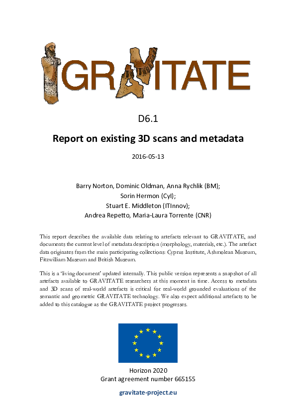 (PDF) Gravitate Project D6.1 Report On Existing 3D Scans And Metadata