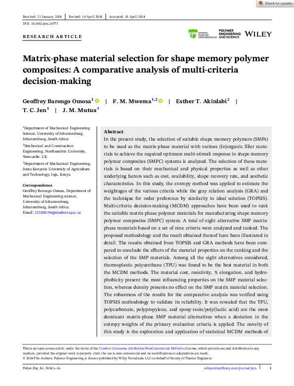(PDF) Polymer Engineering Sci 2024 Omosa Matrix‐phase material ...