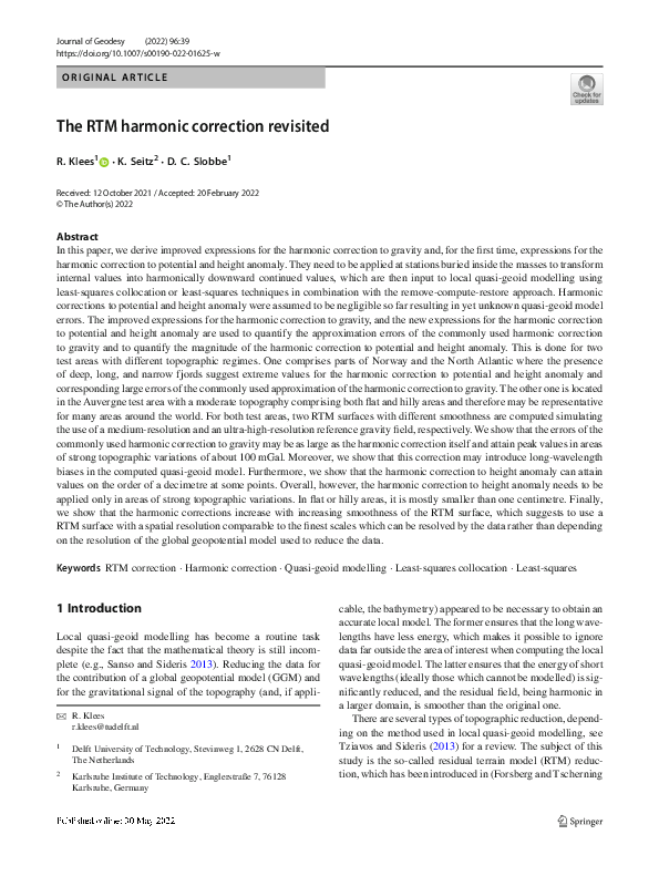 (PDF) The RTM harmonic correction revisited