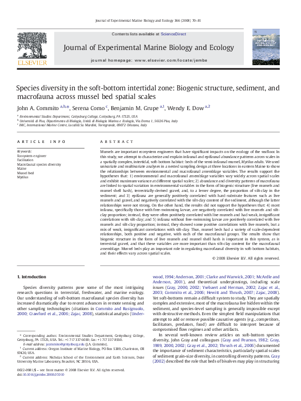 (PDF) Species diversity in the soft-bottom intertidal zone: Biogenic ...