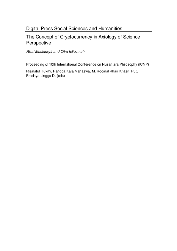 (PDF) The Concept of Cryptocurrency in Axiology of Science Perspective