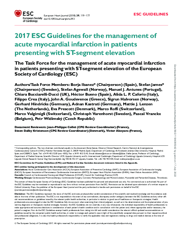 (PDF) 2017 ESC Guidelines for the management of acute myocardial ...