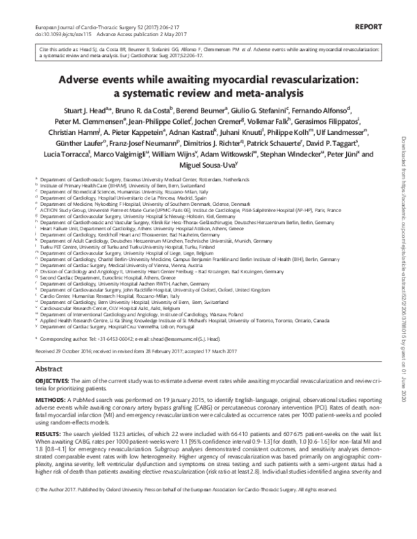 (PDF) Adverse events while awaiting myocardial revascularization: a systematic review and meta ...