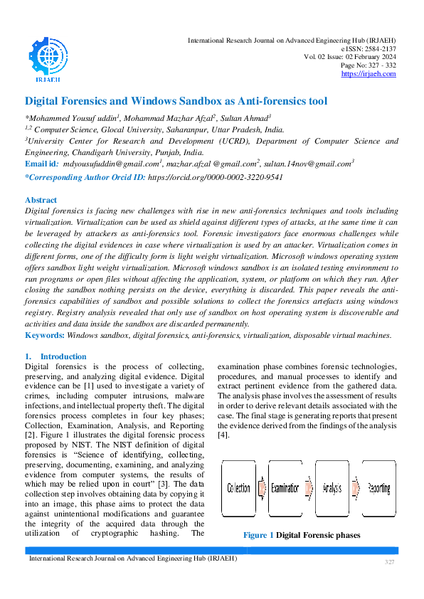 (PDF) Digital Forensics and Windows Sandbox as Anti-forensics tool