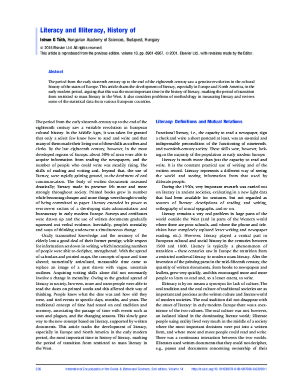 (PDF) History of Literacy and Illiteracy
