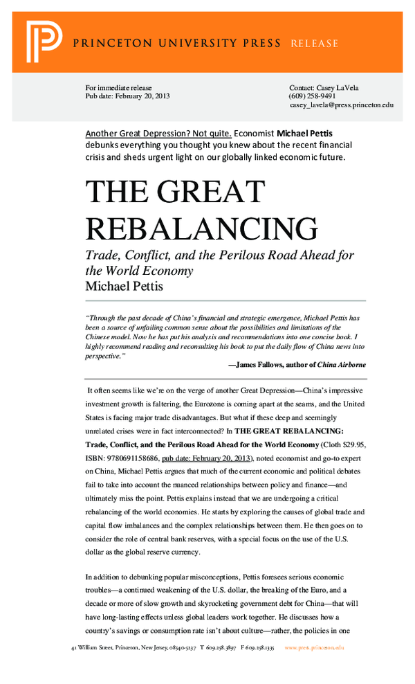 (PDF) The Great Rebalancing: Trade, Conflict, and the Perilous Road ...