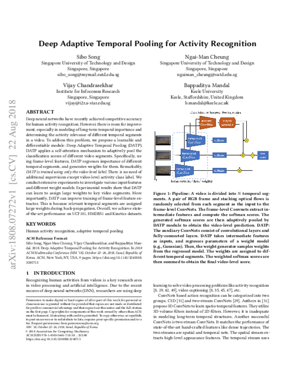 Pdf Deep Adaptive Temporal Pooling For Activity Recognition