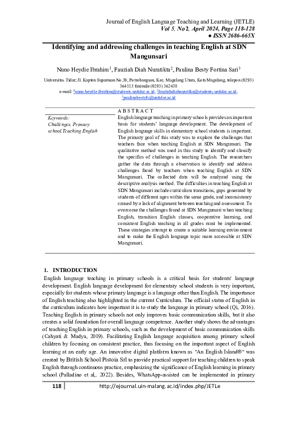 (PDF) Identifying and addressing challenges in teaching English at SDN ...