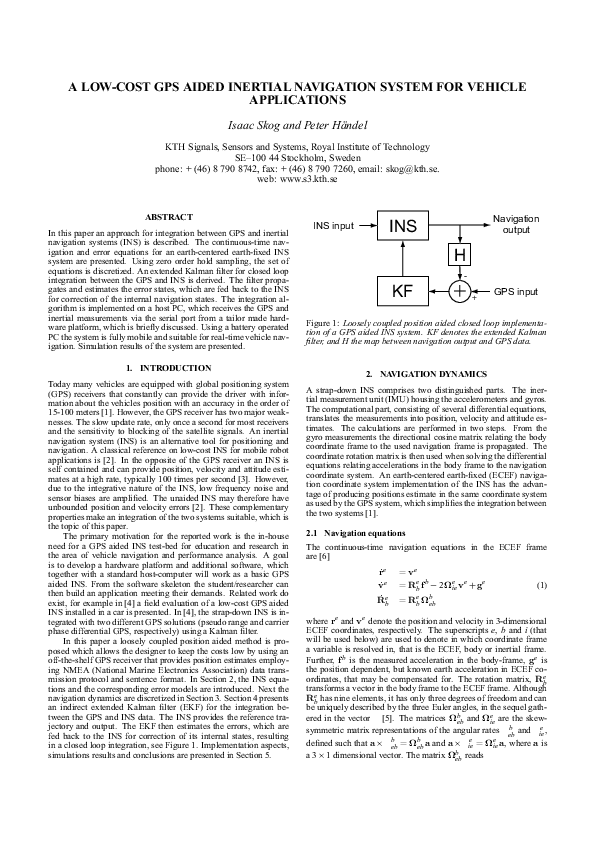 (PDF) A low-cost GPS aided inertial navigation system for vehicle ...