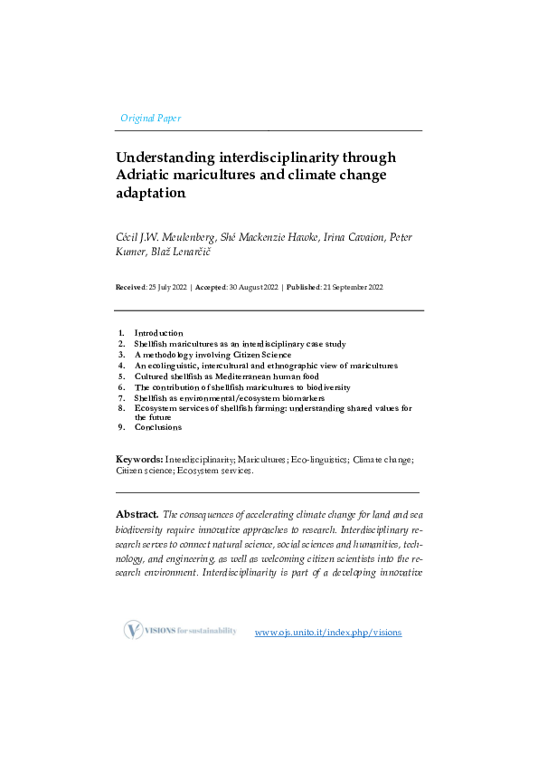 (PDF) Understanding interdisciplinarity through Adriatic maricultures ...