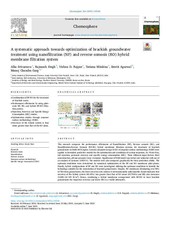(PDF) A systematic approach towards optimization of brackish groundwater treatment using ...