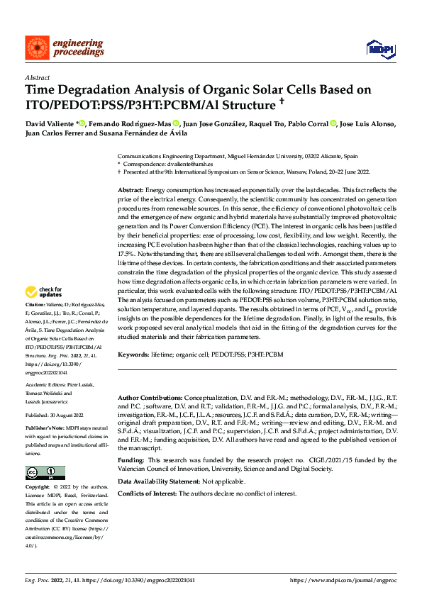 (PDF) Time Degradation Analysis of Organic Solar Cells Based on ITO ...