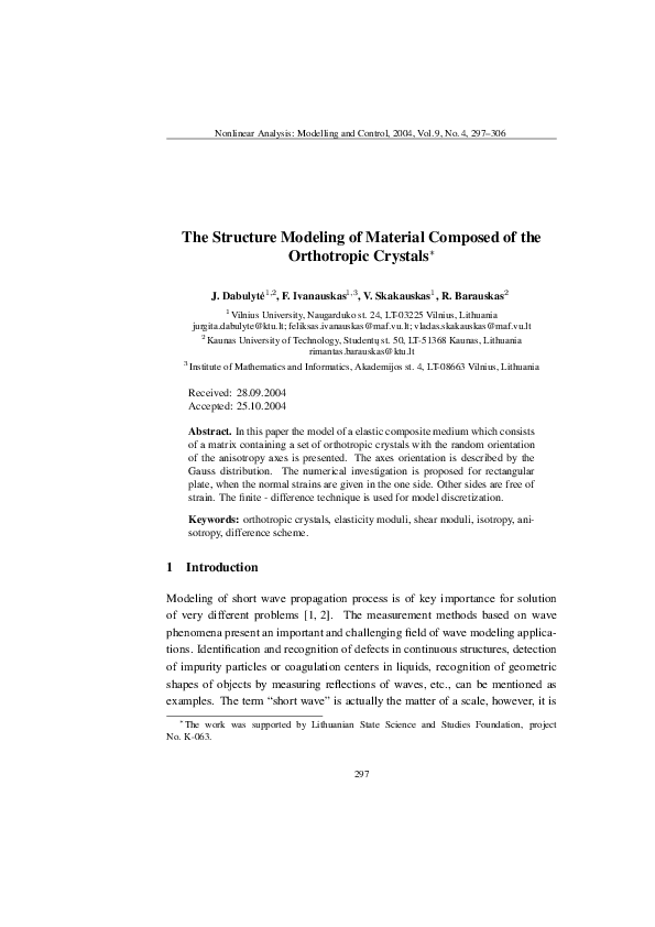 (PDF) The Structure Modeling of Material Composed of the Orthotropic ...