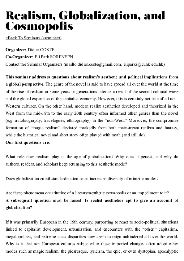 (PDF) Realism, Globalization, and Cosmopolis American Comparative ...