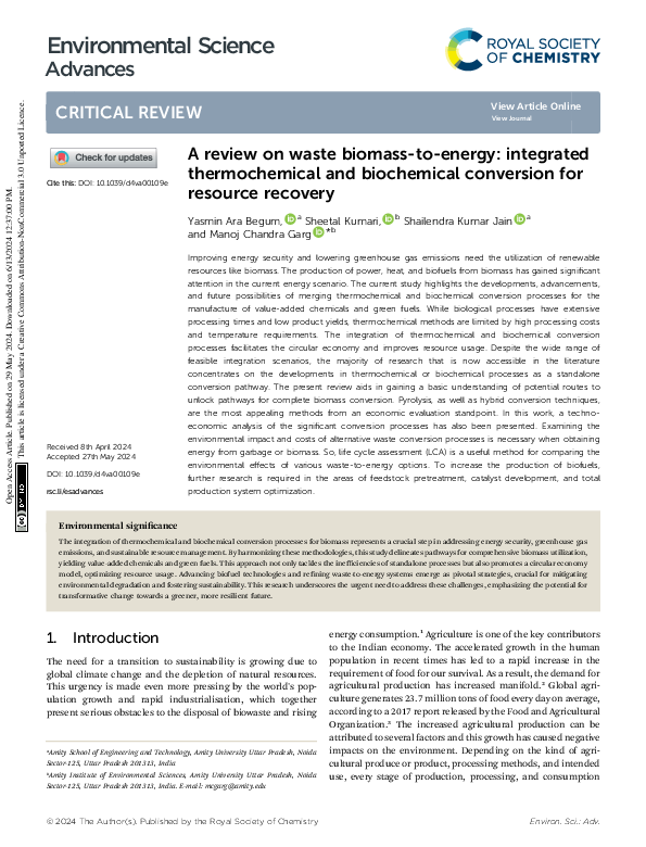 (PDF) A review on waste biomass-to-energy: integrated thermochemical ...