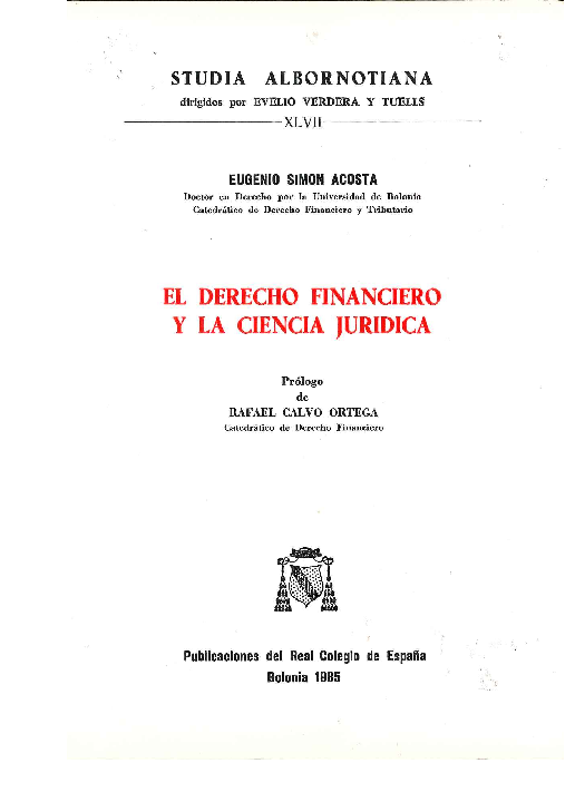 (PDF) El Derecho financiero y la ciencia jurídica