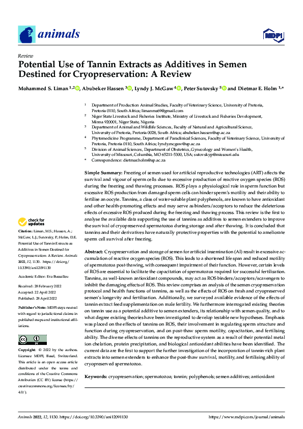 (PDF) Potential Use of Tannin Extracts as Additives in Semen Destined ...