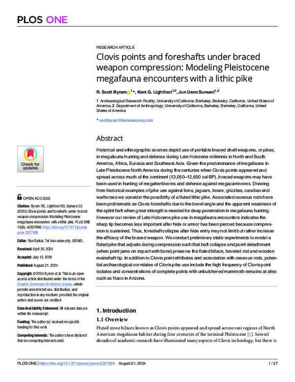 (PDF) Clovis points and foreshafts under braced weapon compression: Modeling Pleistocene ...