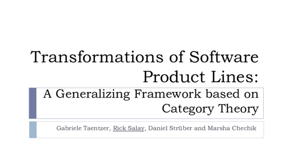 (PDF) Transformations of Software Product Lines: A Generalizing Framework Based on Category Theory
