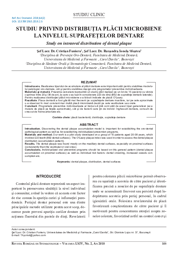 (PDF) Study on intraoral distribution of dental plaque