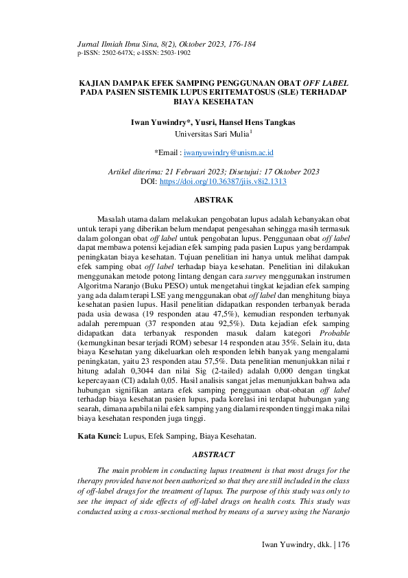 (PDF) Kajian Dampak Efek Samping Penggunaan Obat Off Label Pada Pasien ...