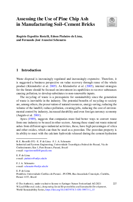 (PDF) Assessing the Use of Pine Chip Ash in Manufacturing Soil–Cement ...