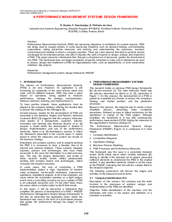 (PDF) A Performance Measurement Systems Design Framework