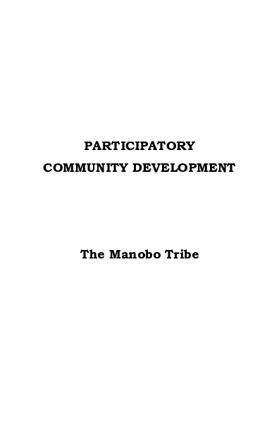 (PDF) Participatory Community Development: The Manobo Tribe