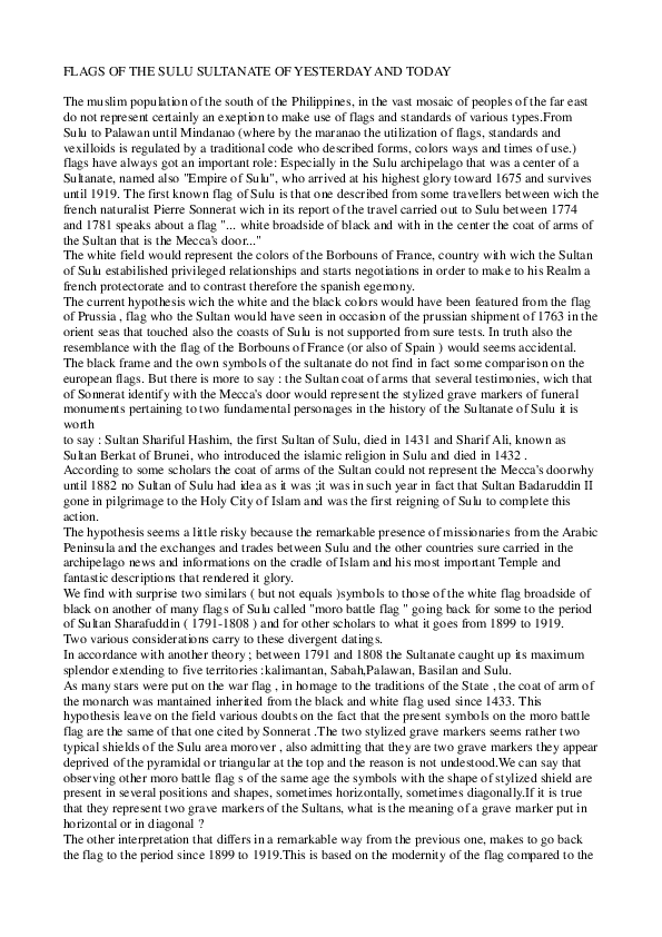 (PDF) FLAGS OF THE SULU SULTANATE OF YESTERDAY AND TODAY
