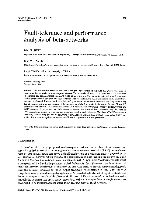 (PDF) Fault-tolerance and performance analysis of beta-networks