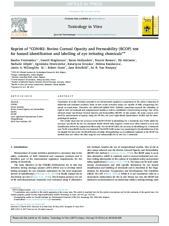 (PDF) Reprint of "CON4EI: Bovine Corneal Opacity and Permeability (BCOP ...