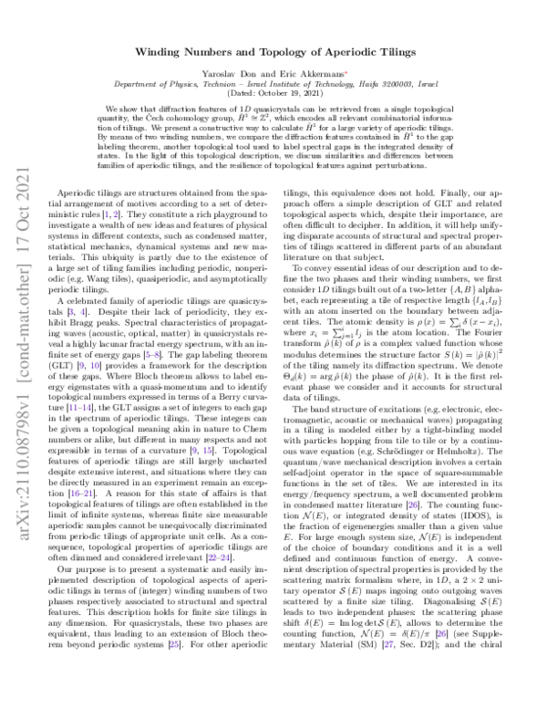 (PDF) Winding Numbers and Topology of Aperiodic Tilings