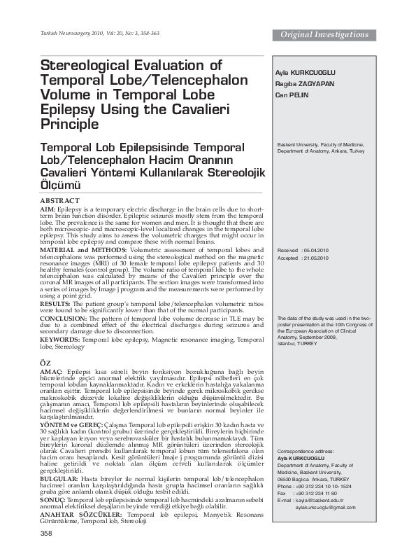 (PDF) Stereological evaluation of temporal lobe / telencephalon volume in temporal lobe epilepsy ...