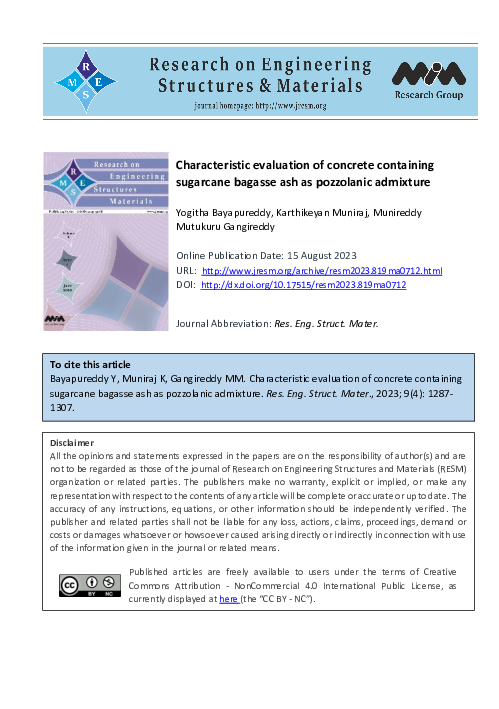(PDF) Characteristic evaluation of concrete containing sugarcane ...