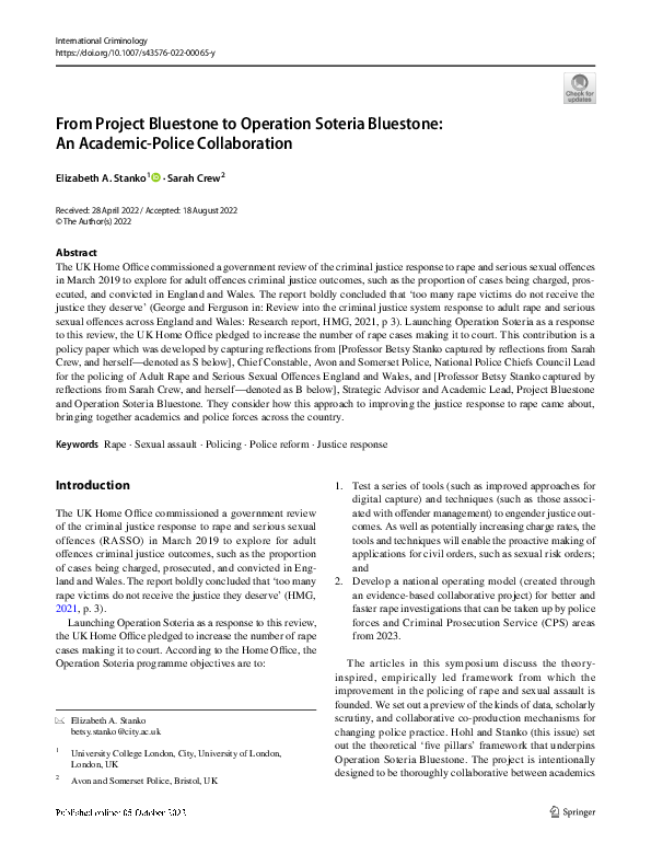 (PDF) From Project Bluestone to Operation Soteria Bluestone: An ...