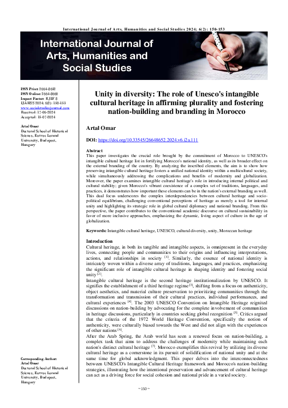 (PDF) Unity in diversity: The role of Unesco's intangible cultural ...