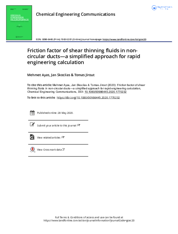 (PDF) Friction factor of shear thinning fluids in non-circular ducts—a ...