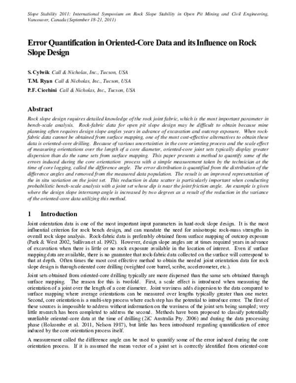 (PDF) Error Quantification in Oriented-Core Data and its Influence on ...