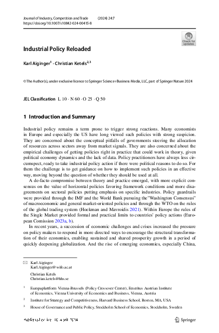 (PDF) Industrial Policy Reloaded