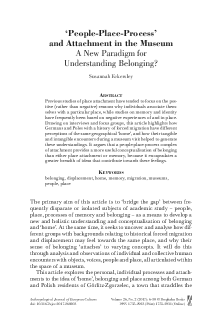 (PDF) ‘People-Place-Process’ and Attachment in the Museum